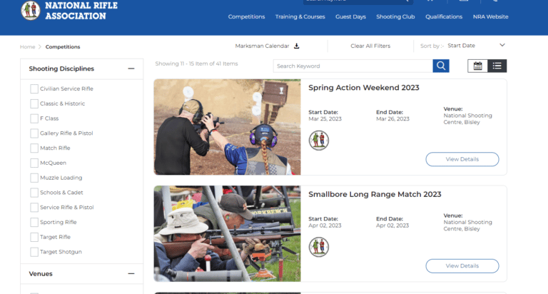 NRA » 2023 NRA Competitions Calendar - LIVE NOW - NRA